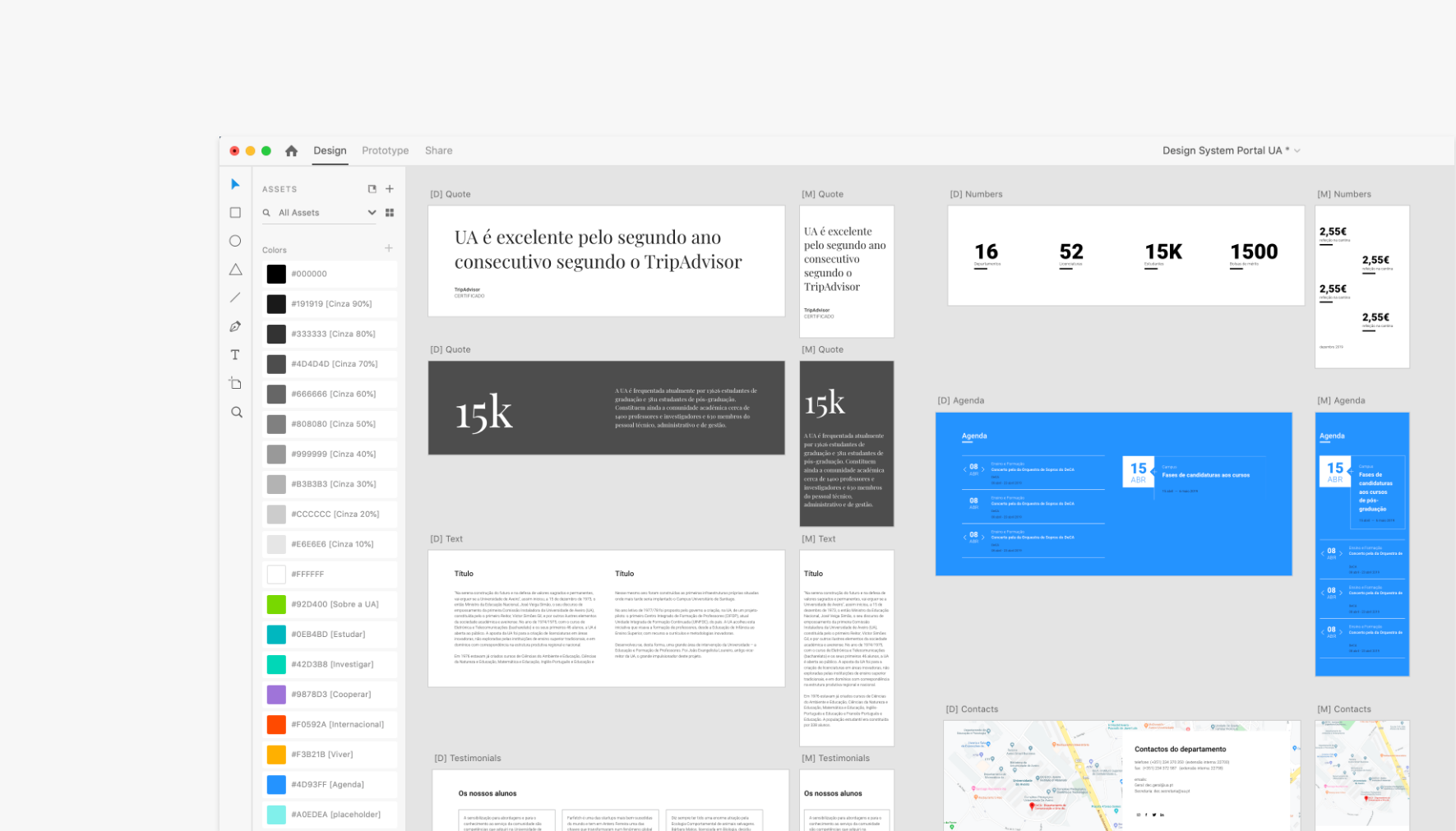sistema de design - portal - Universidade de Aveiro